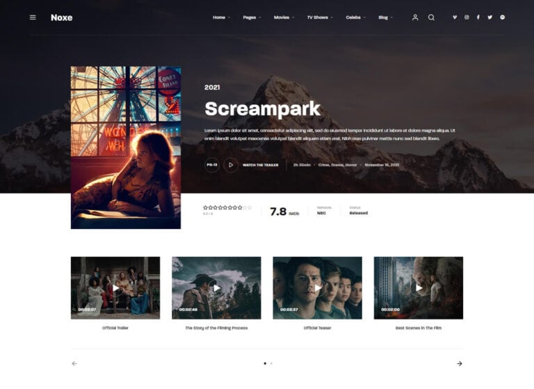 Noxe - Movie Studios, Filmmakers & Movie Theme | Gloria Themes