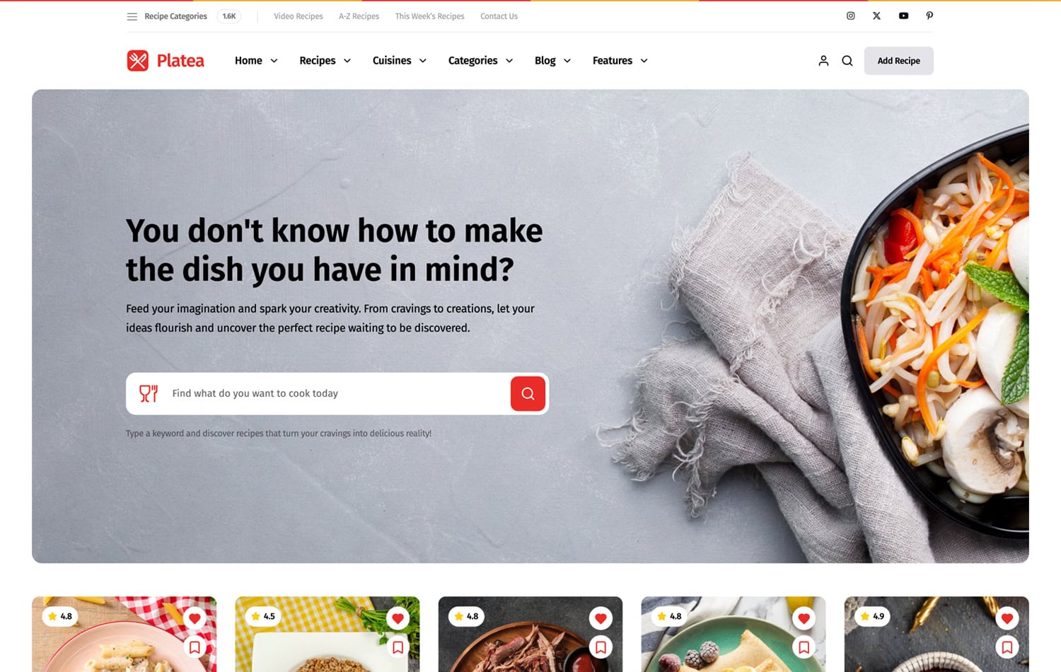 Platea - Recipe WordPress Theme | Gloria Themes