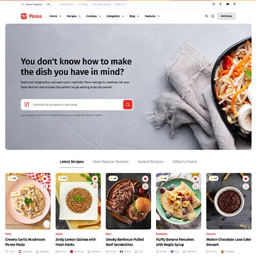 Platea - Recipe WordPress Theme | Gloria Themes
