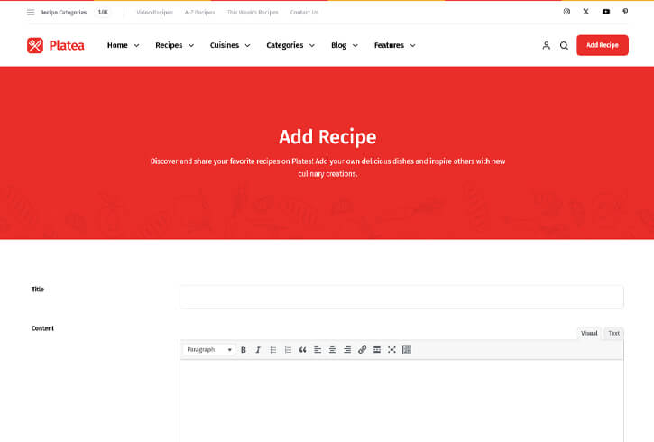 Platea - Recipe WordPress Theme | Gloria Themes